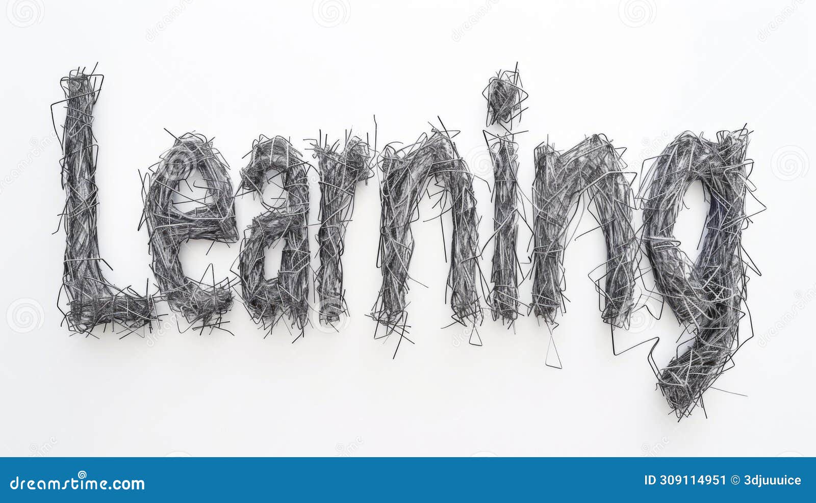 The Word Learning Isolated on White Background Made in Wire Lettering ...
