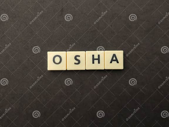 Word Letters Cube with Word OSHA on a Black Background Stock Image ...