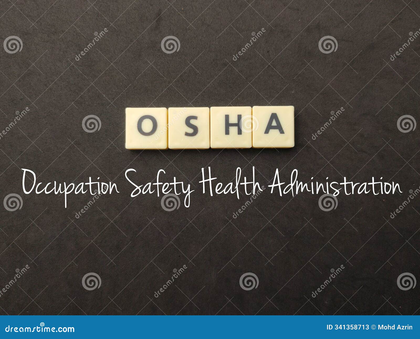 Word Letters Cube with Word OSHA on a Black Background Stock Image ...