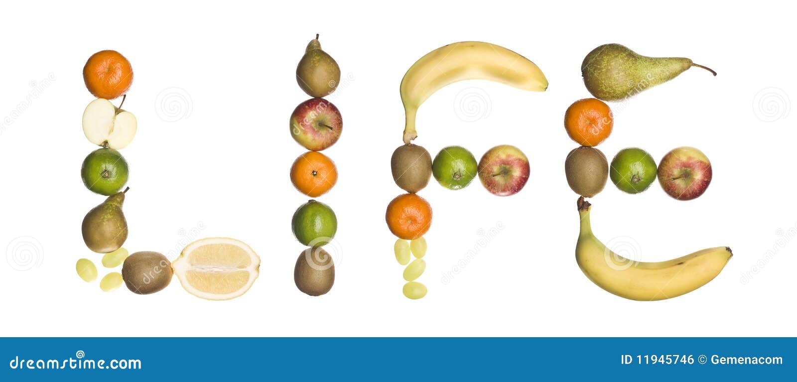 The Word Life Made Out of Fruit Stock Photo - Image of typescript, life ...