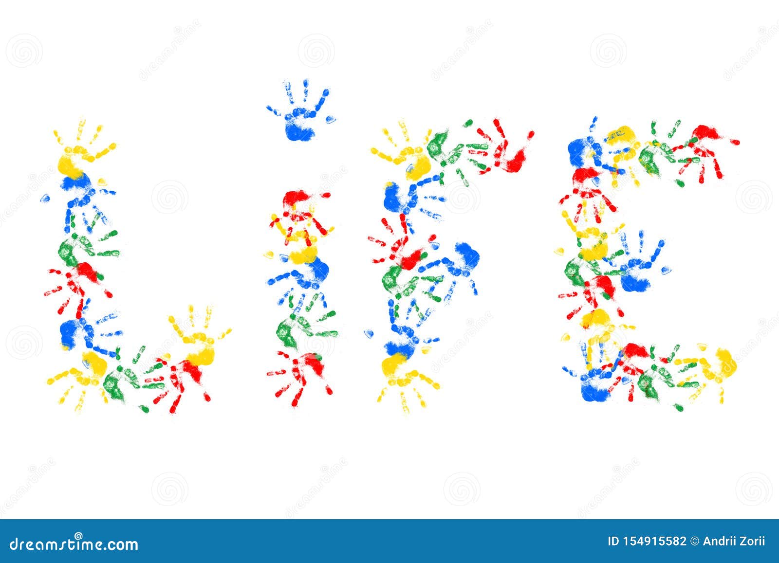 The Word LIFE from Multi-colored Handprints. Word LIFE Stock ...