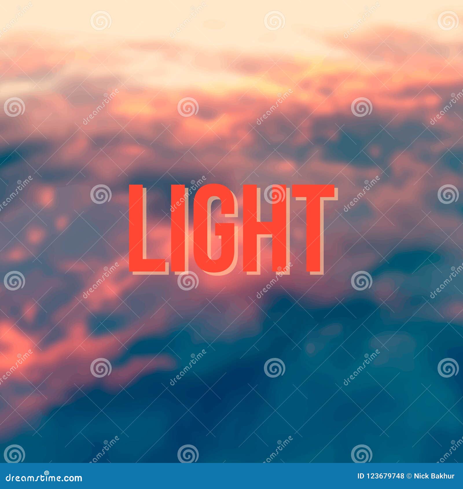 The Word Light on a Red Sky Blured Background Stock Illustration ...
