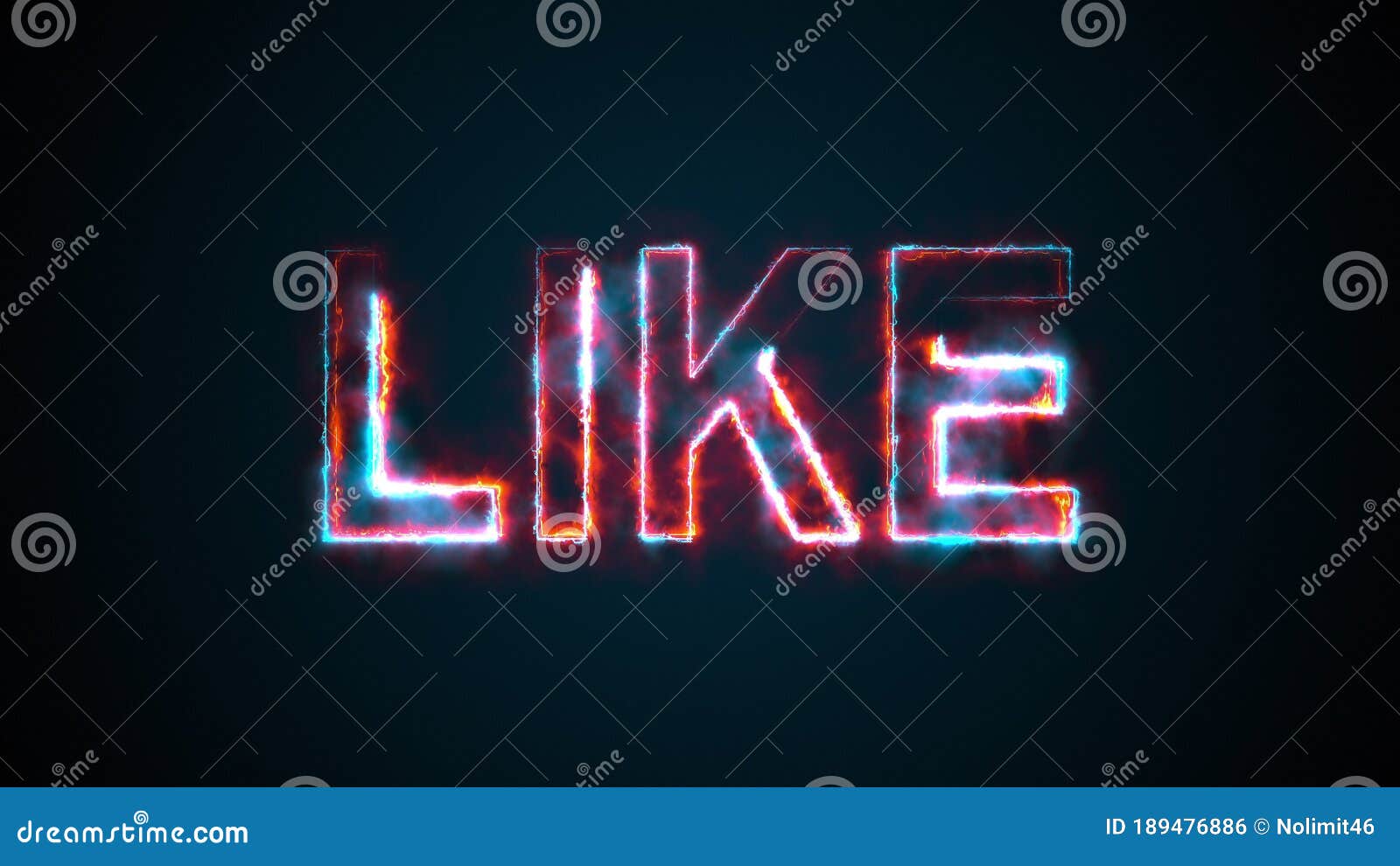 The Word Like, Computer Generated. Burning Inscription. Capital Letters ...