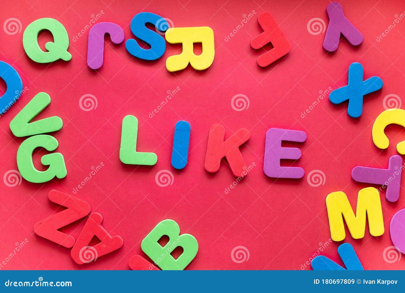 Word LIKE from Plastic Magnetic Letters on Red Background Stock Image ...
