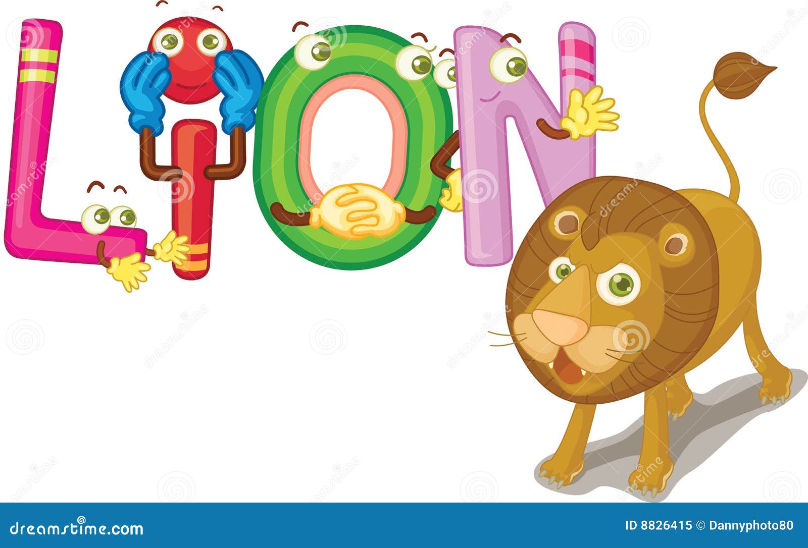 The word lion stock vector. Illustration of purple, green - 8826415