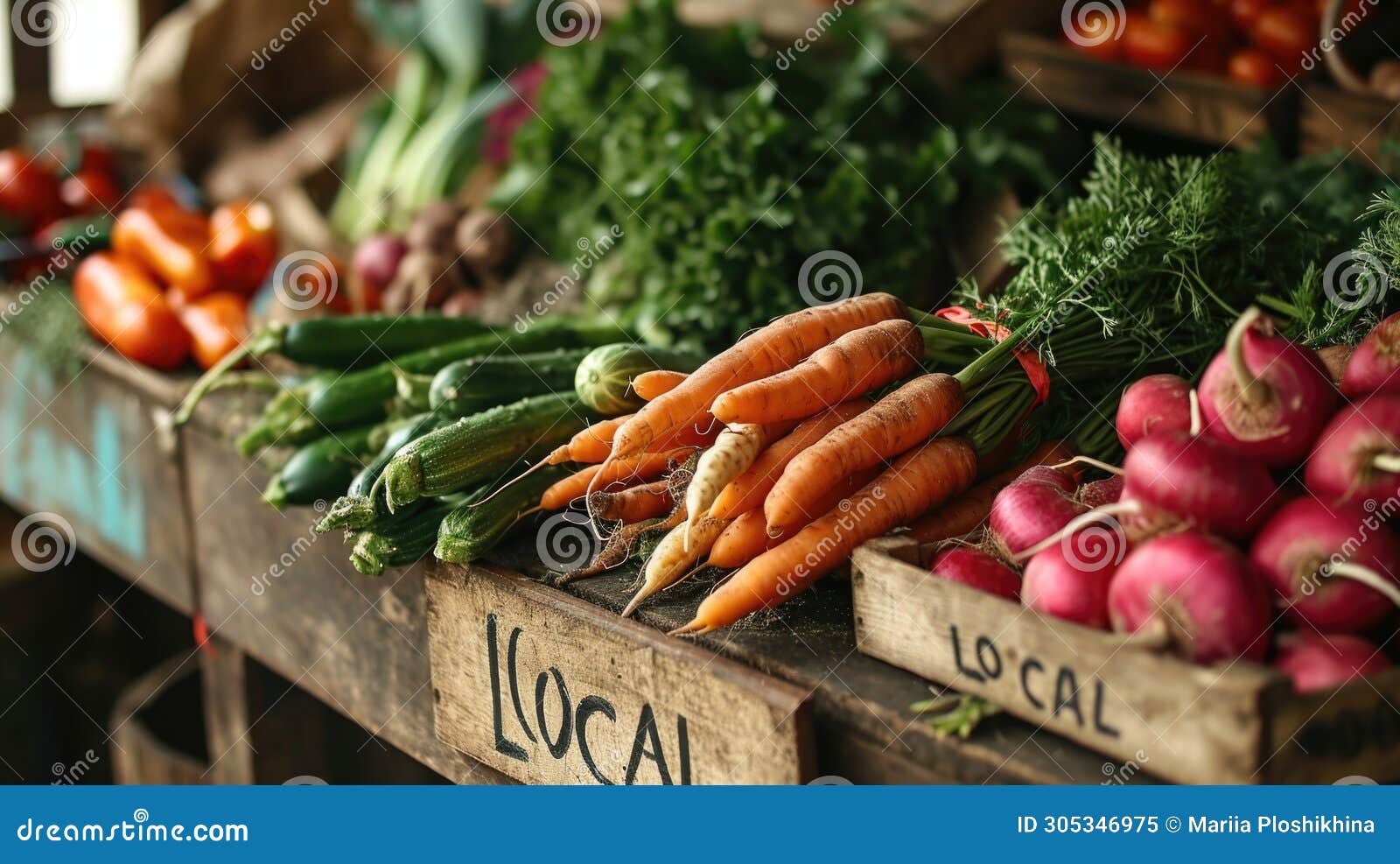 The Word LOCAL Highlighted in the Midst of a Diverse Vegetable Display ...