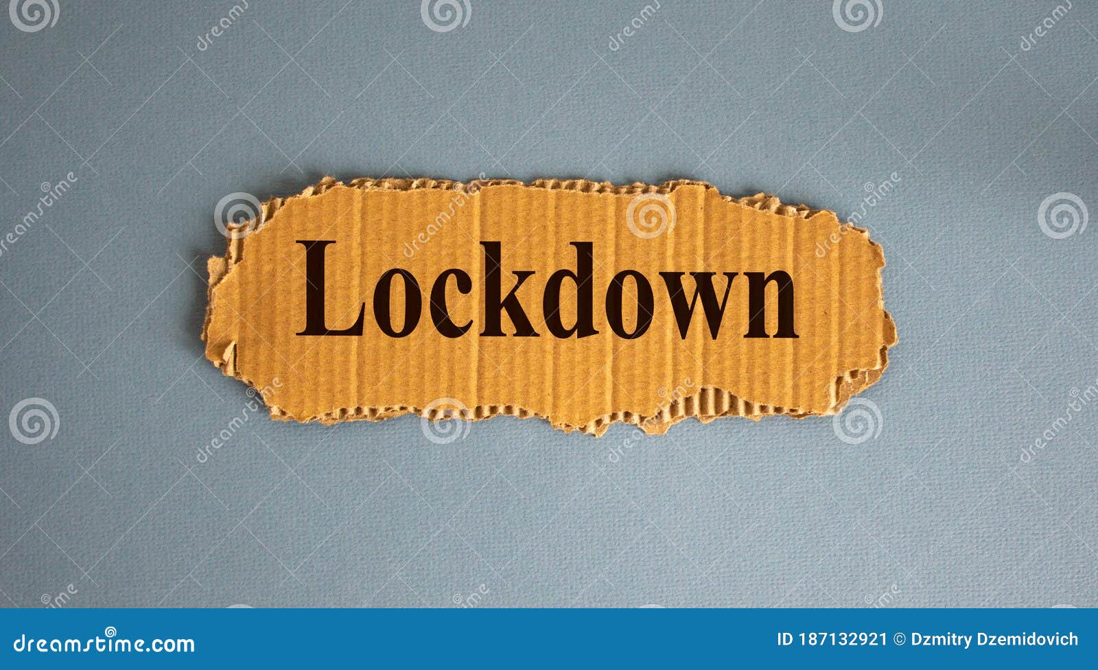 Word Lockdown on the Piece of Cardboard on Blue Fon Stock Image - Image ...