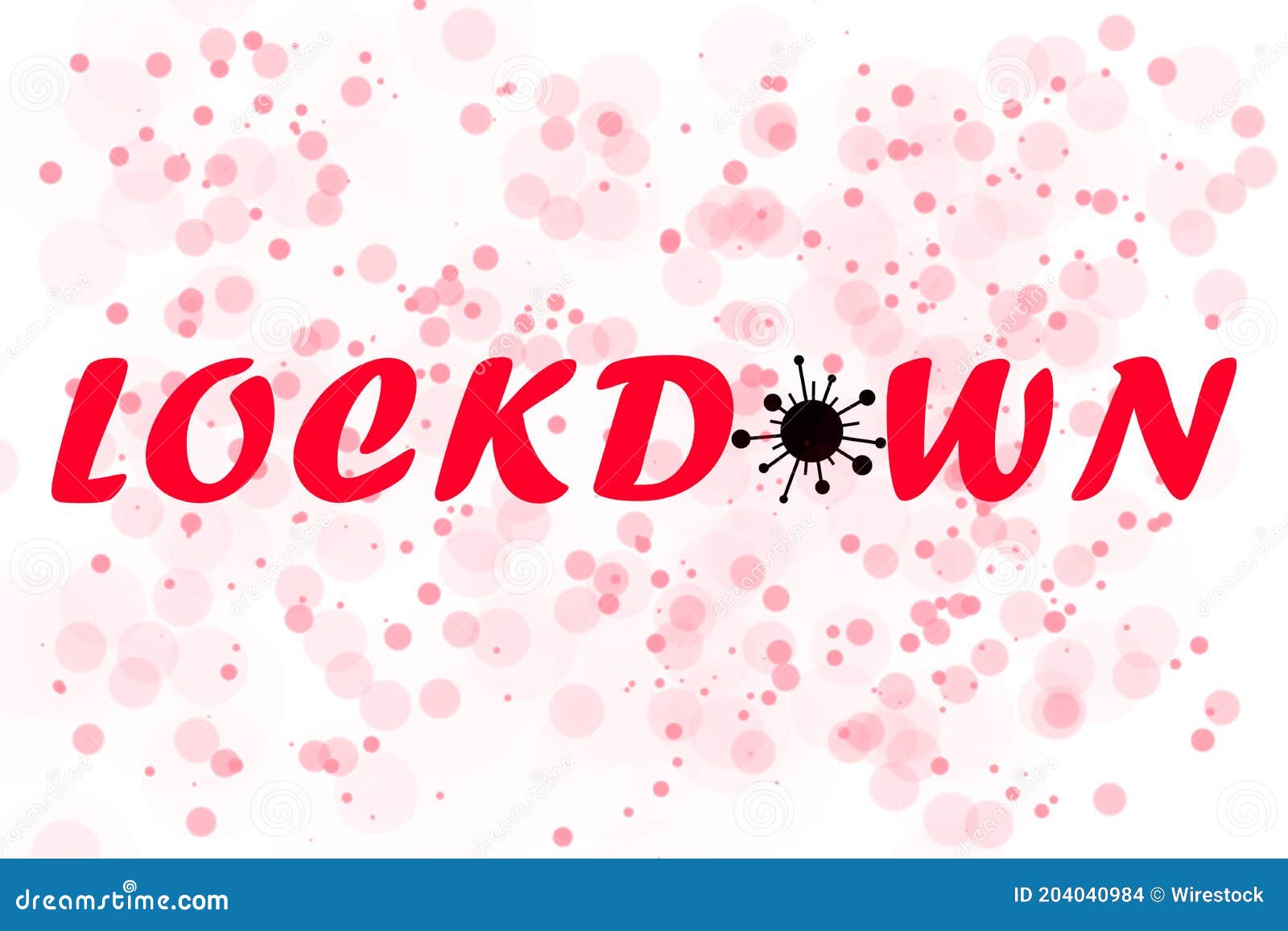 Word Lockdown on a White Background with a Coronavirus Bacteria Cell ...