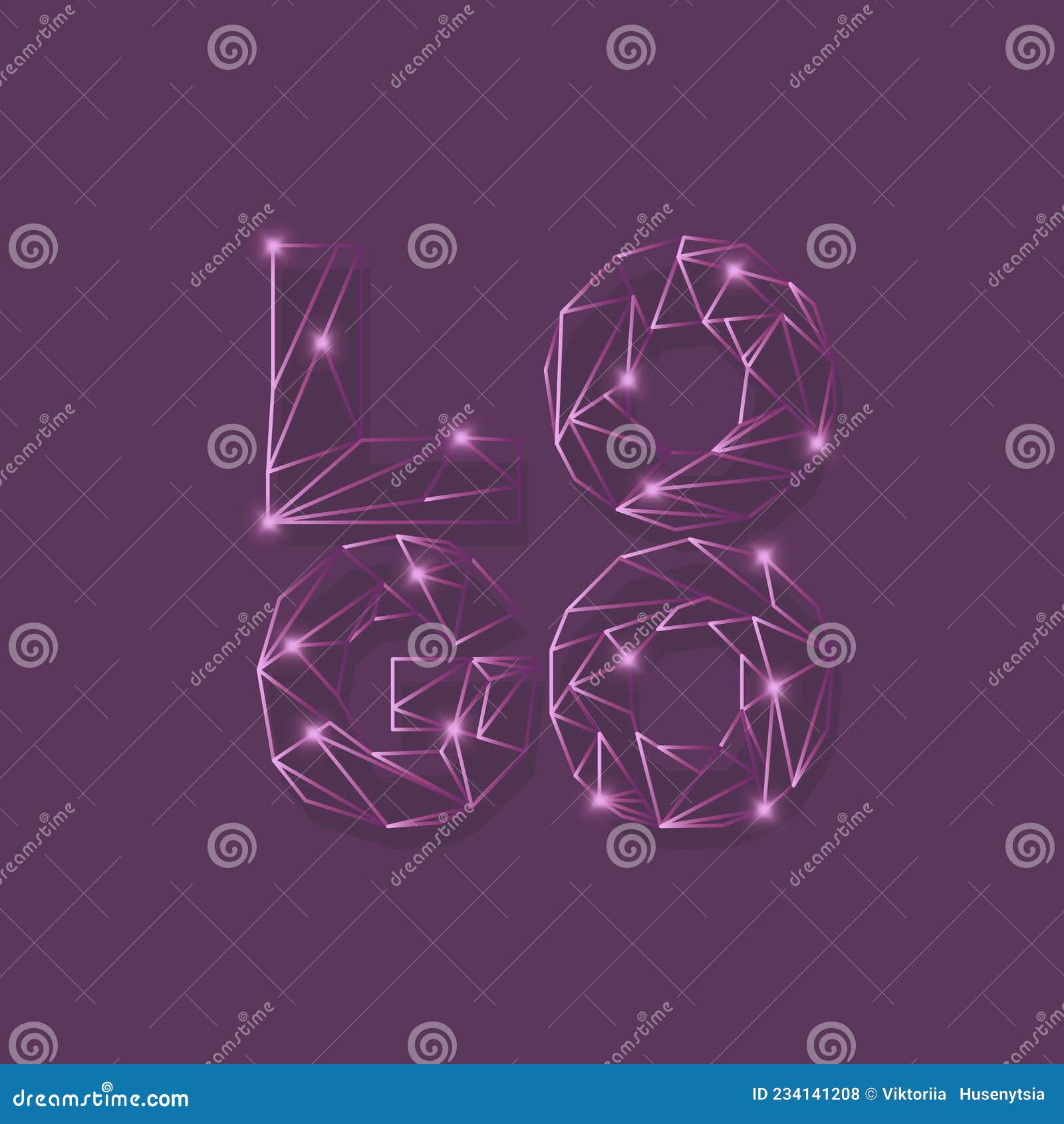 The Word Logo on a Purple Background. Low Poly, Linear and Triangular ...