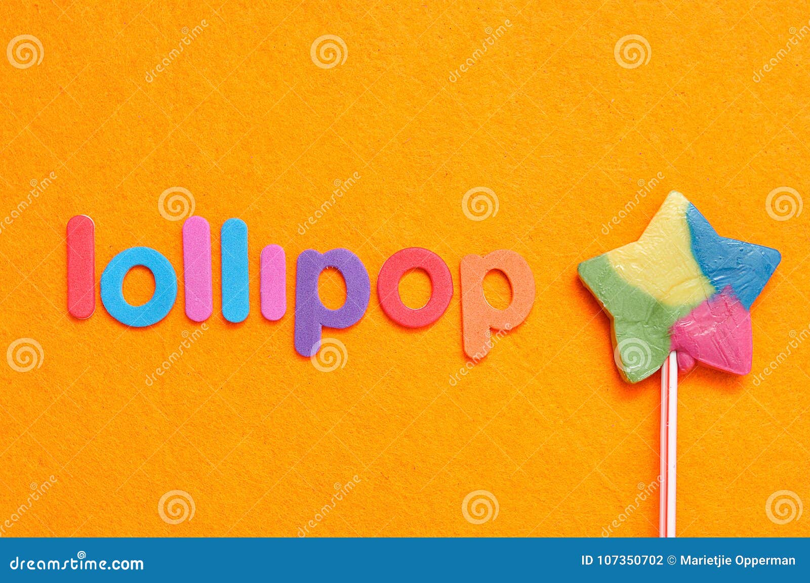 The Word Lollipop with a Colorful Star Shape Lollipop Stock Photo ...