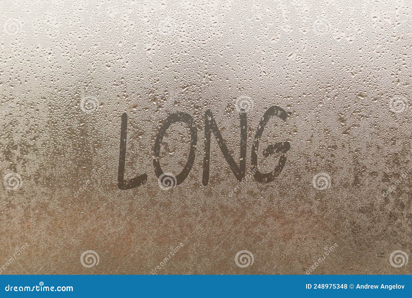The Word Long Handwritten on Night Wet Window Glass Stock Photo - Image ...