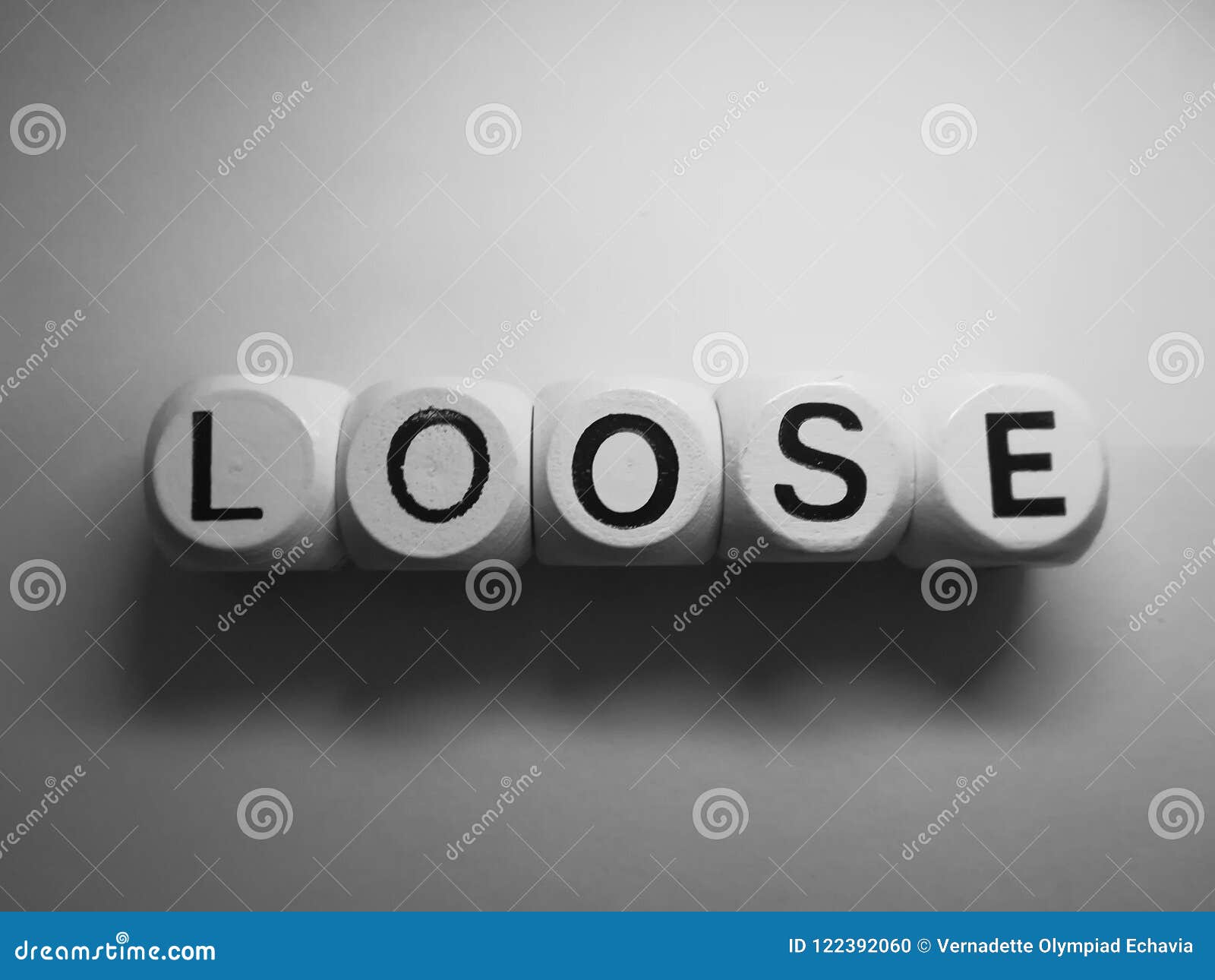 Word loose spelled on dice stock photo. Image of render - 122392060