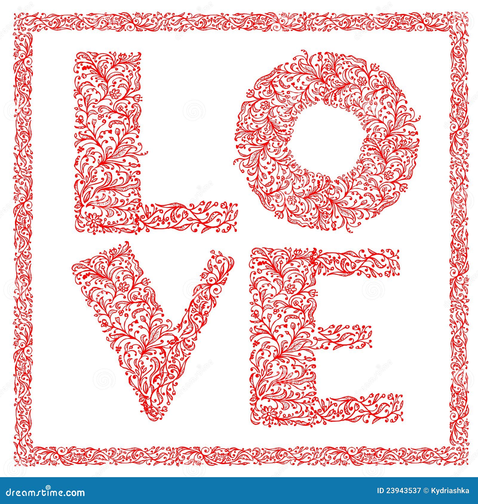 Word LOVE With Mandalas. Vector Decorative Zentangle Object For ...