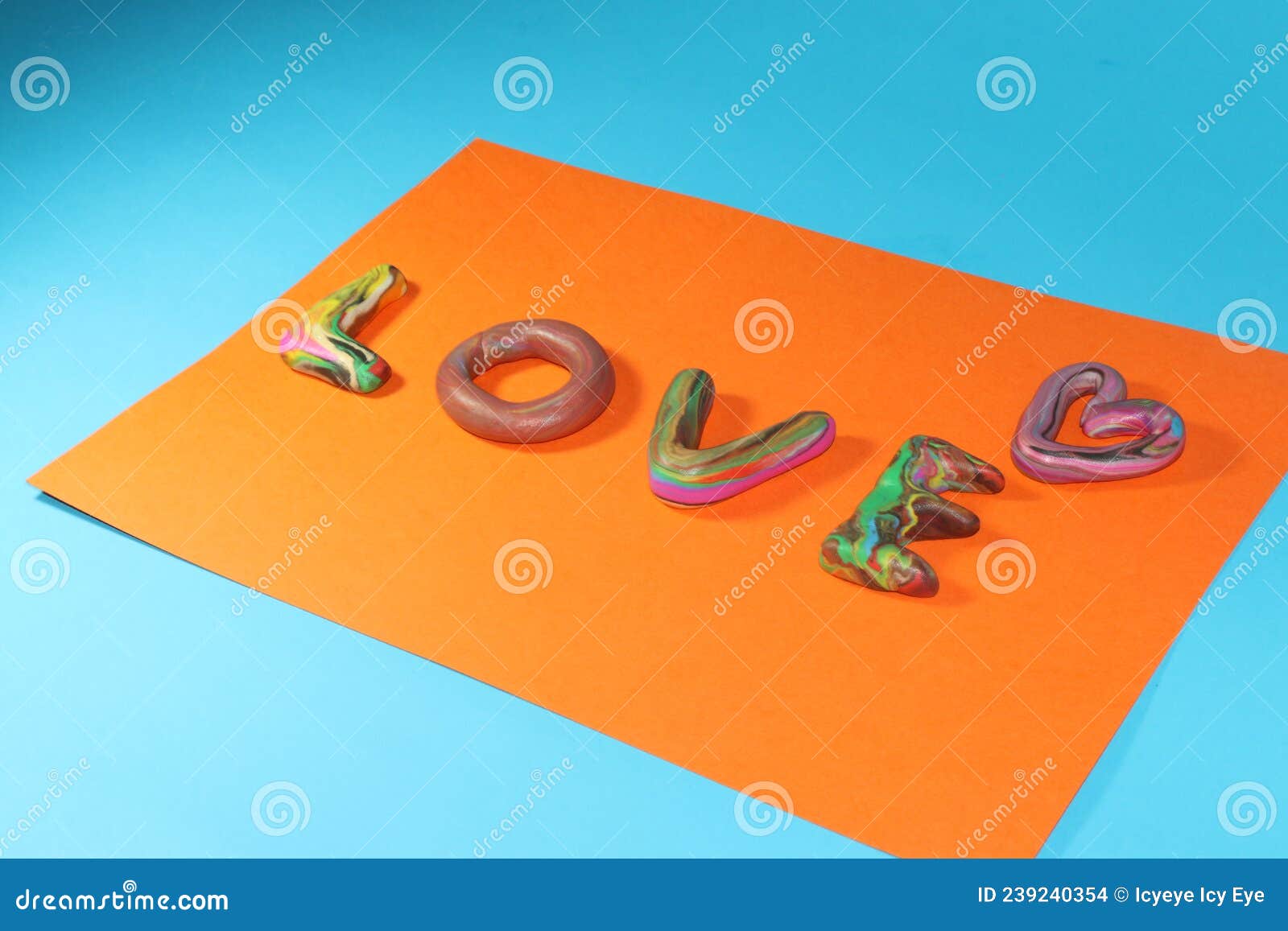 The Word Love and Heart on an Orange-blue Background Stock Photo ...