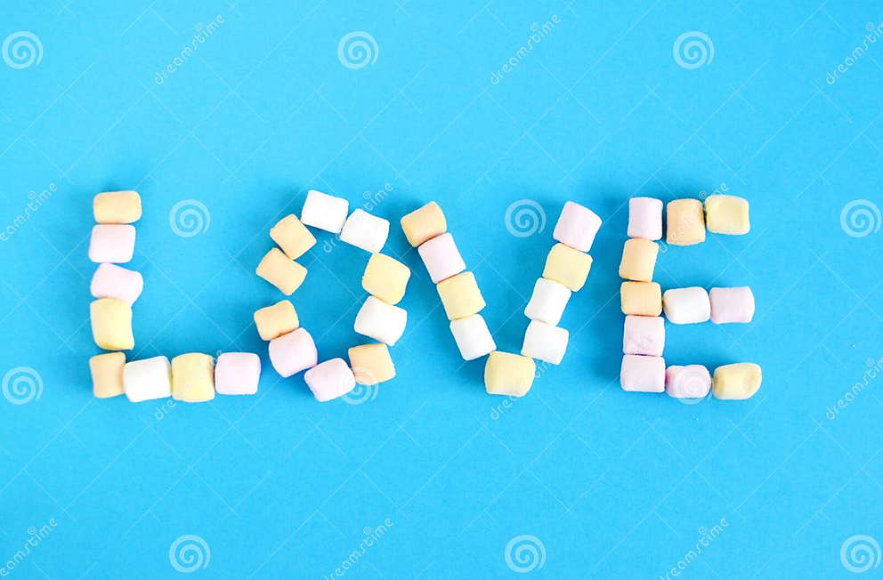 Word LOVE Made of Marshmallows Stock Photo - Image of delicate ...