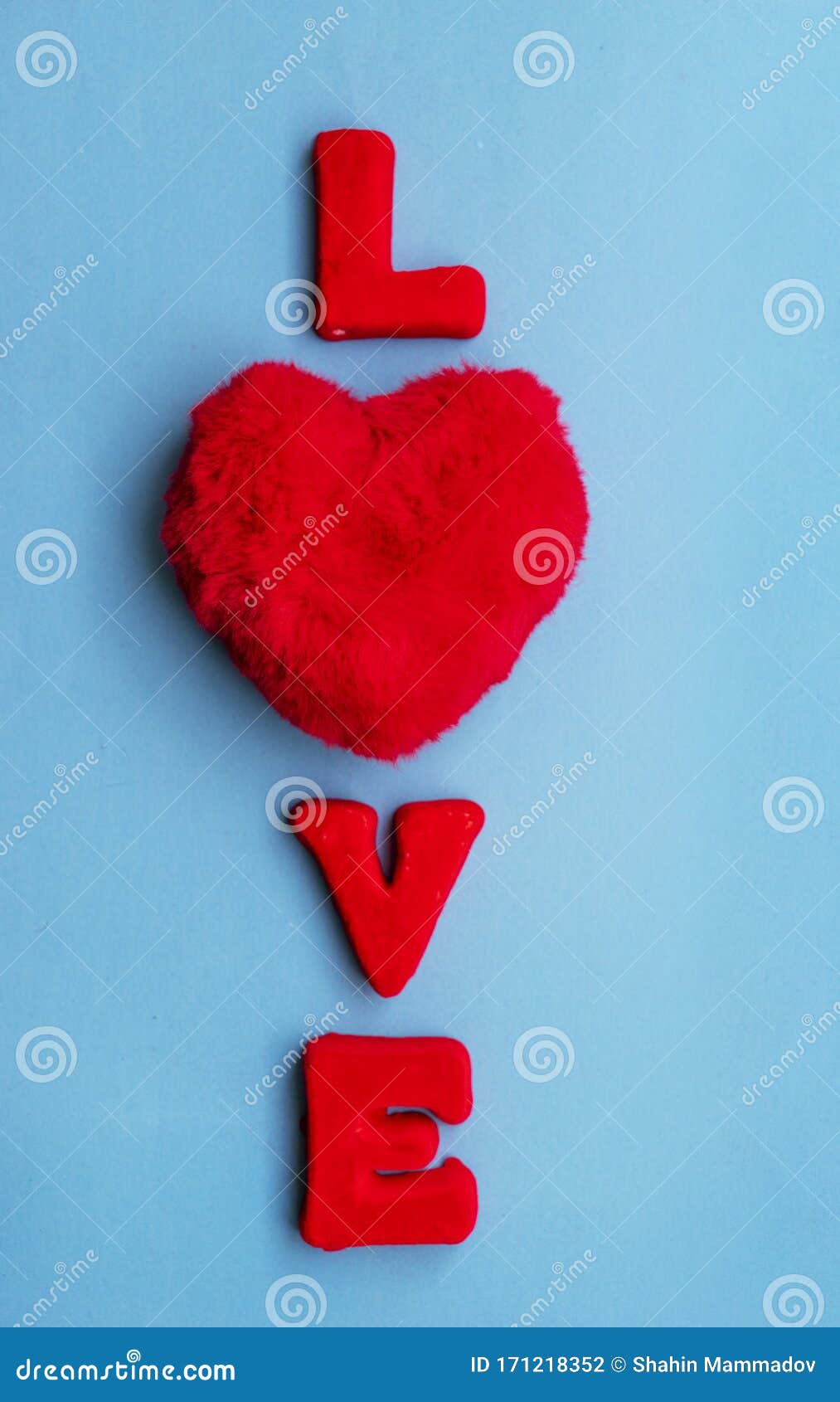 The Word Love is Made Up of Red Letters on a Blue Background Stock ...
