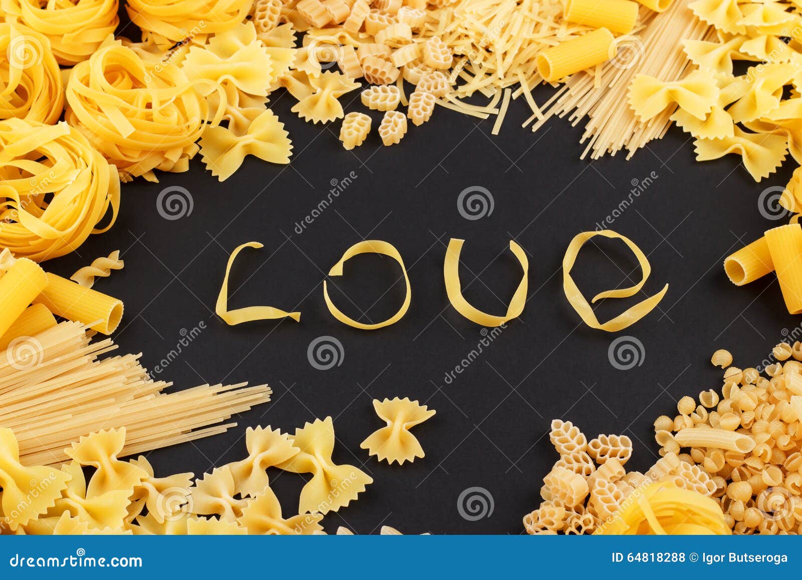 Word Love from Pasta on the Black Background Stock Photo - Image of ...