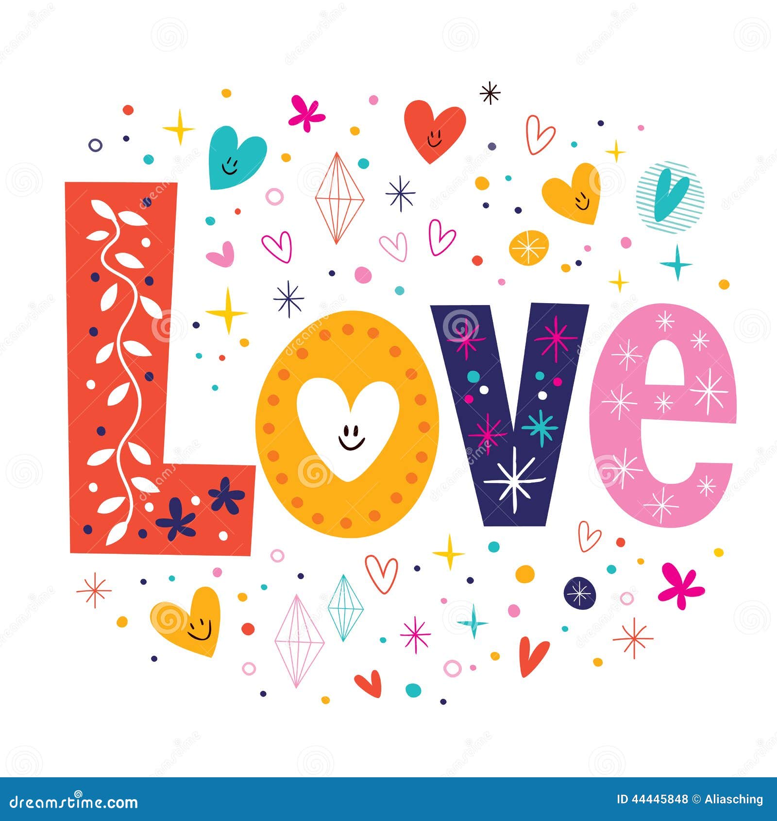 Word LOVE With Mandalas. Vector Decorative Zentangle Object For ...