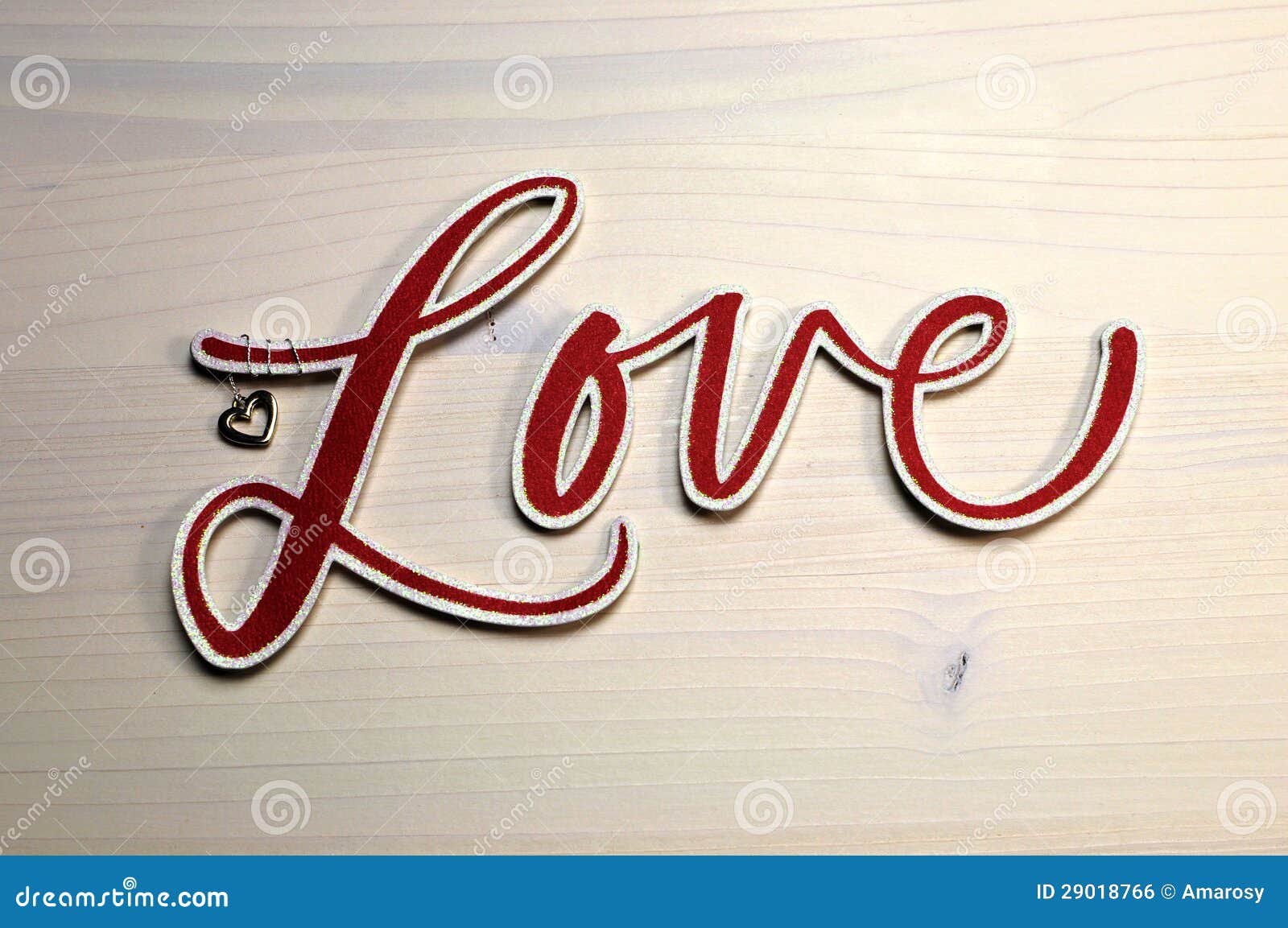 The Word, Love, Spelled in Red Script Letters on White Table, Close Up ...
