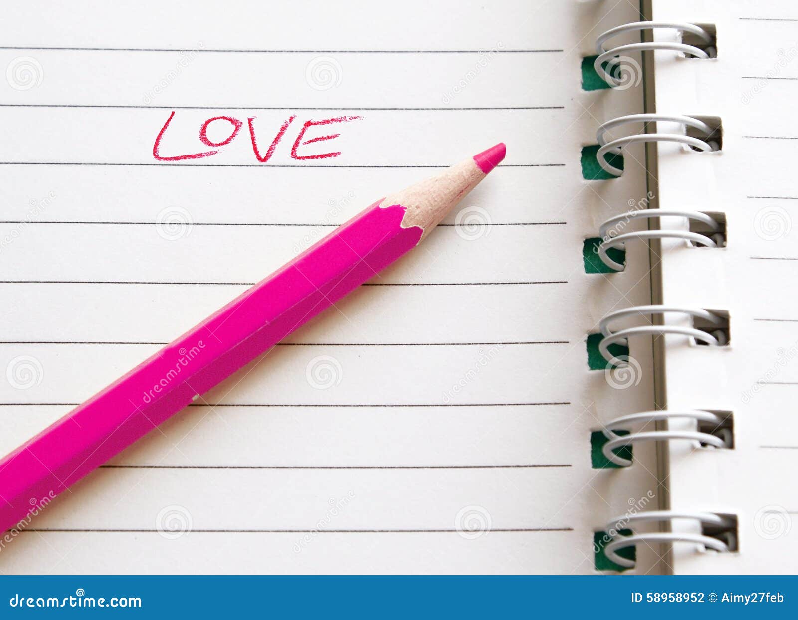 Word LOVE Written by Colored Pencil on Sheet of Paper Background Stock ...