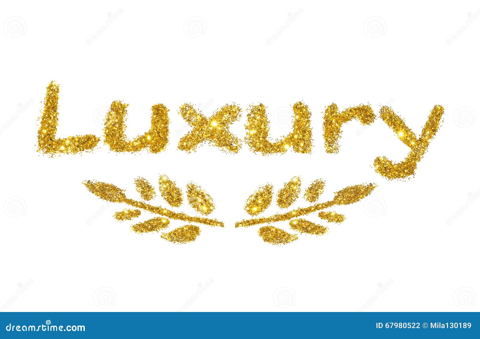 Word Luxury of Golden Glitter on White Background Stock Photo - Image ...