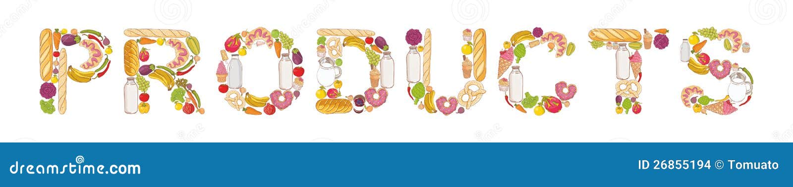 Word made of products stock vector. Illustration of letters - 26855194