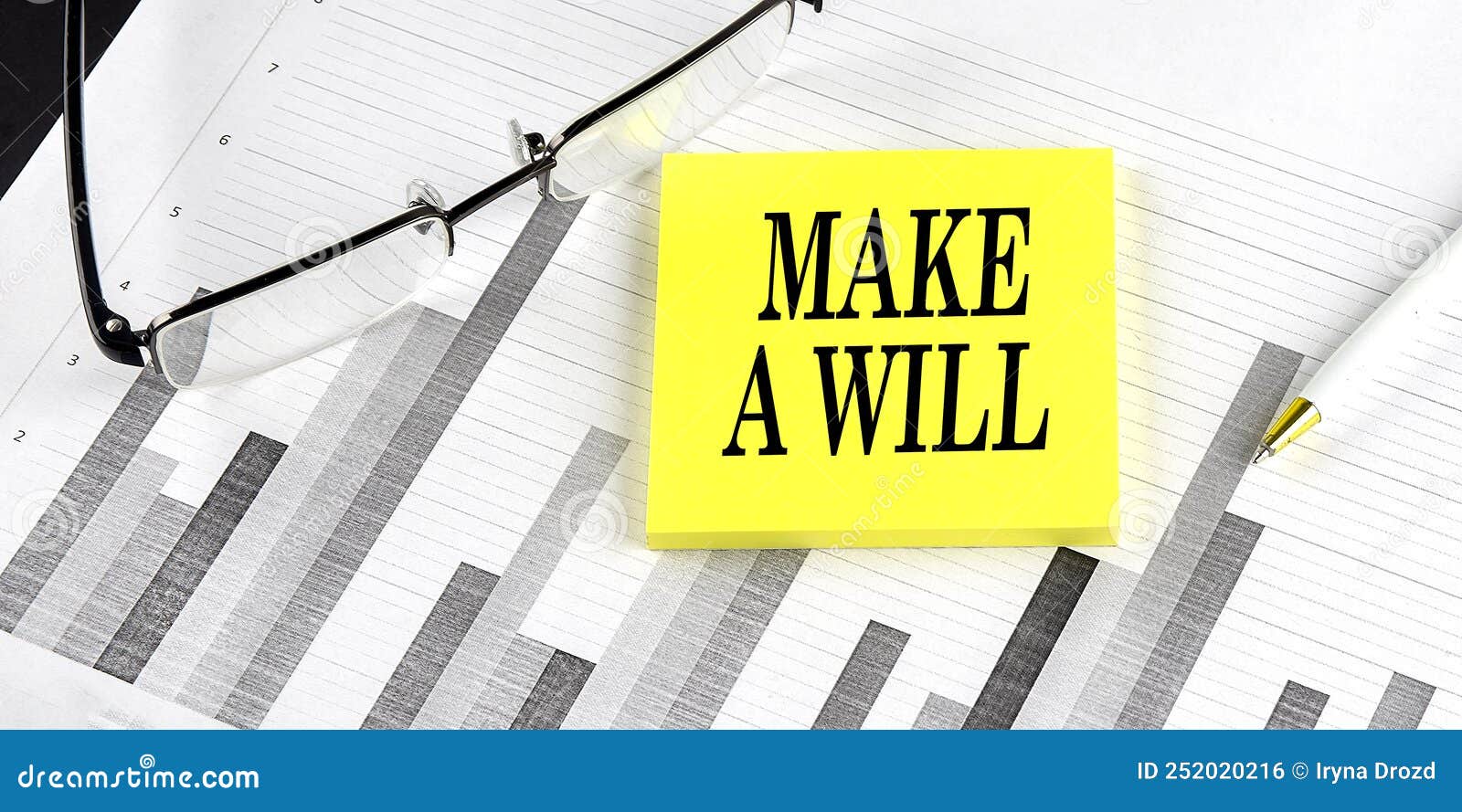 Word MAKE a WILL on Yellow Sticky on the Chart Background Stock Photo ...