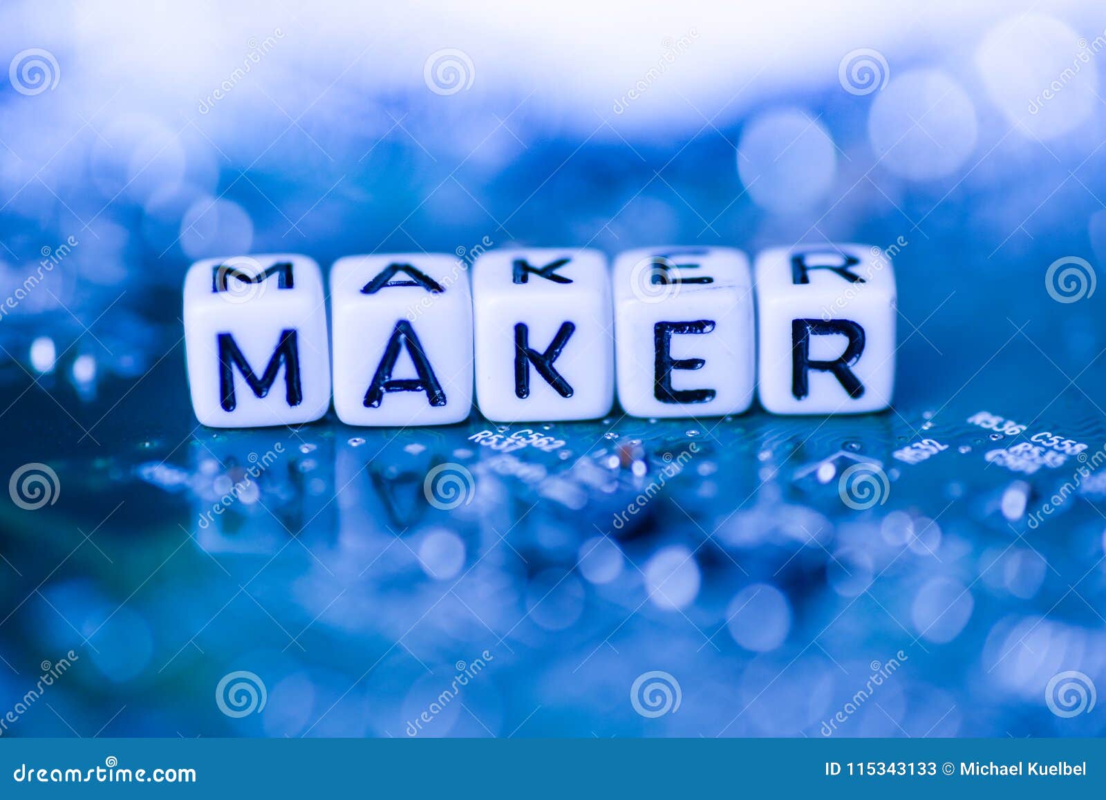 Word MAKER Formed by Alphabet Blocks on Mother Cryptocurrency Stock ...