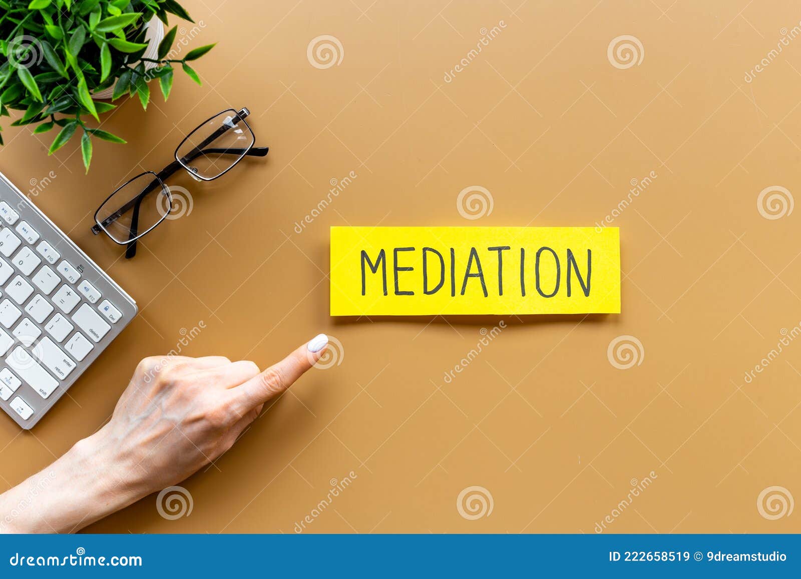 Word Mediation on Sticky Notes on Office Table. Conflict Resolving ...