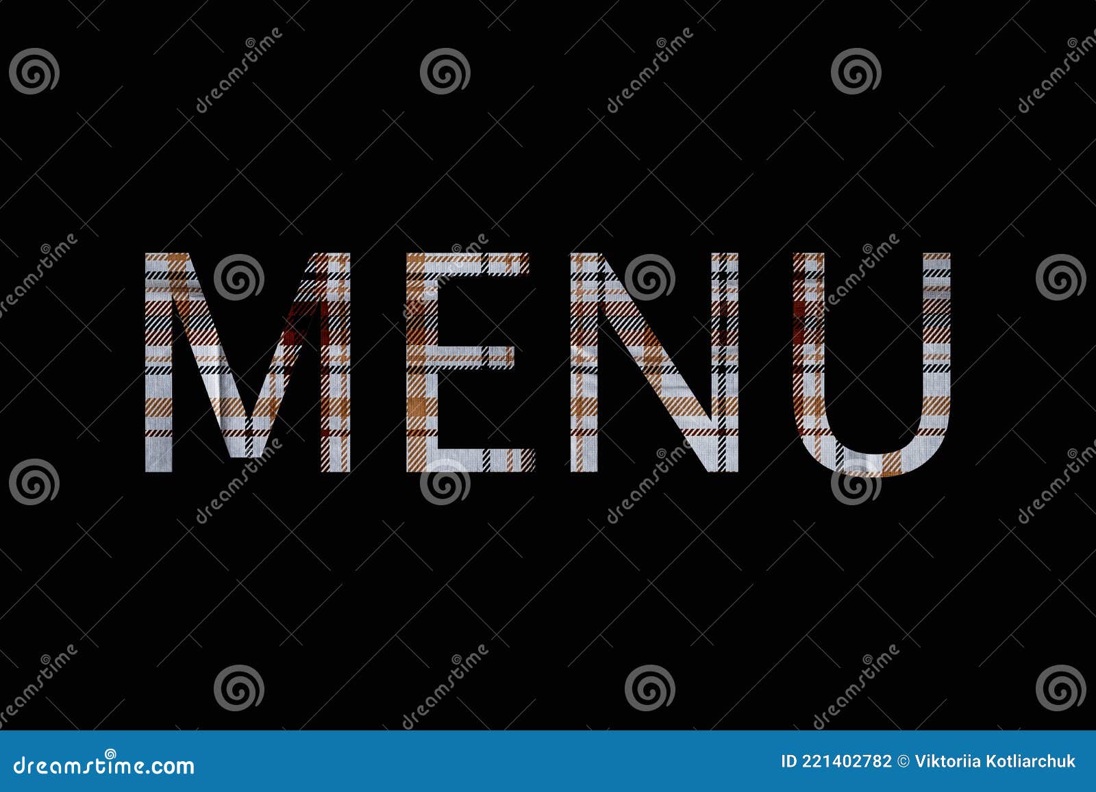 Word Menu Made from Checkered White Fabric Texture, Menu Stock ...