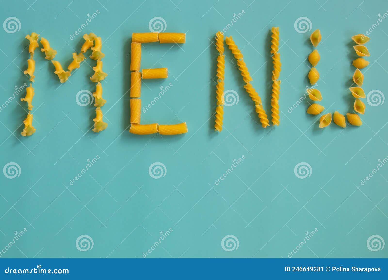 Pasta With Different Types Of Italian Pasta. Uncooked Pasta On Stock ...