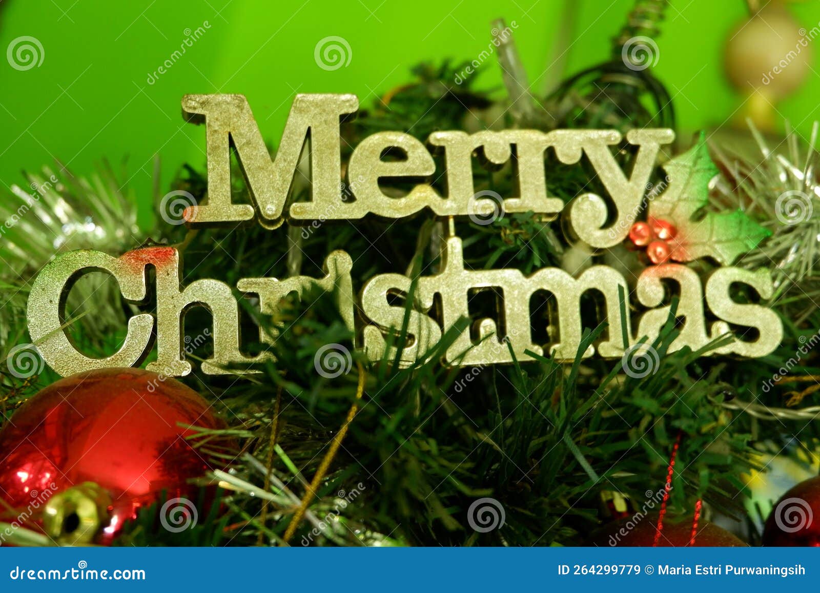 Word of Merry Christmas on the Christmas Tree Stock Image - Image of ...