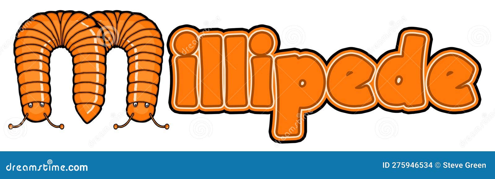 The Word Millipede Composed with a Cartoon Millipede Stock Illustration ...