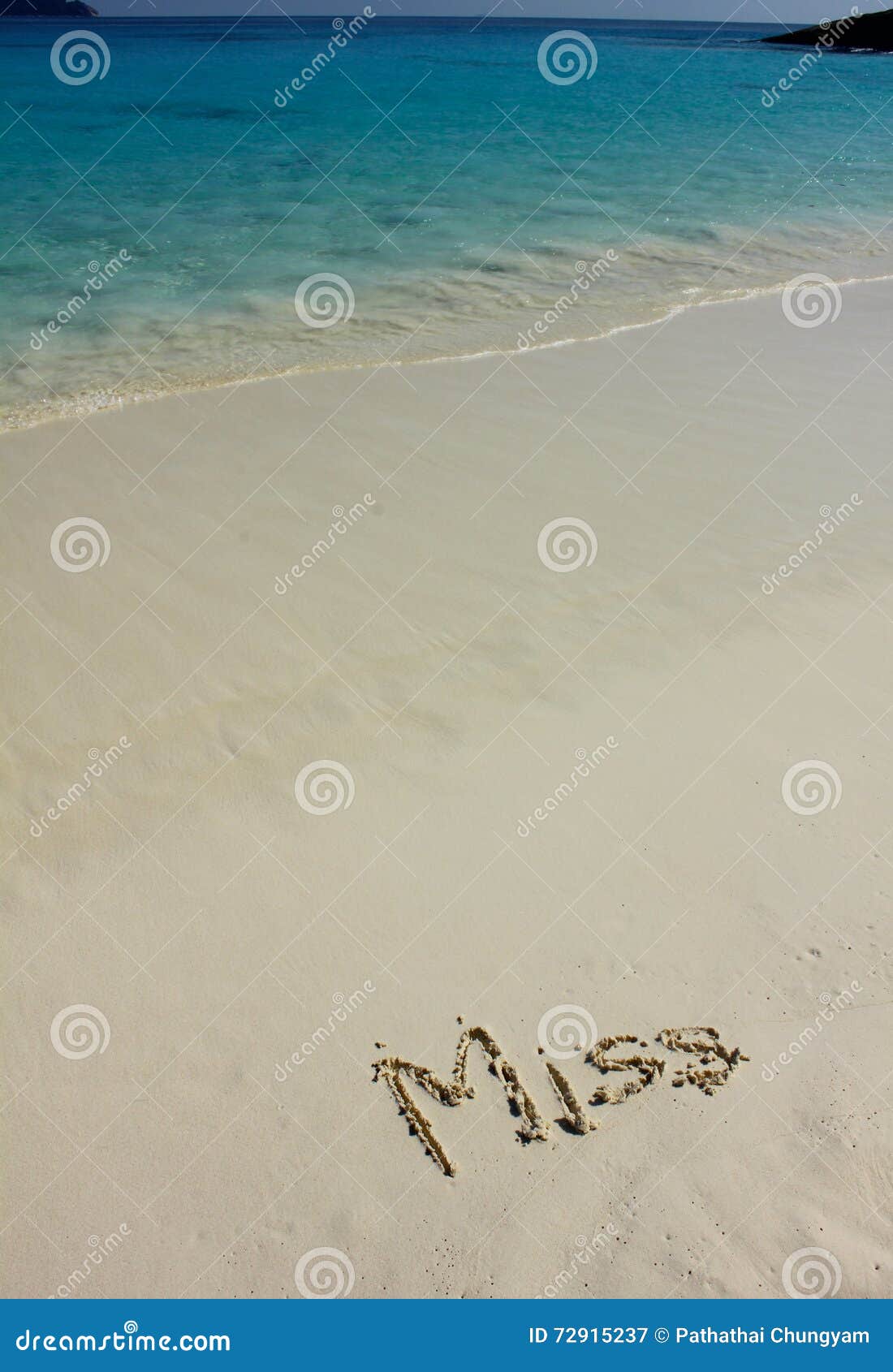 Word Miss on beach stock image. Image of forlorn, miss - 72915237