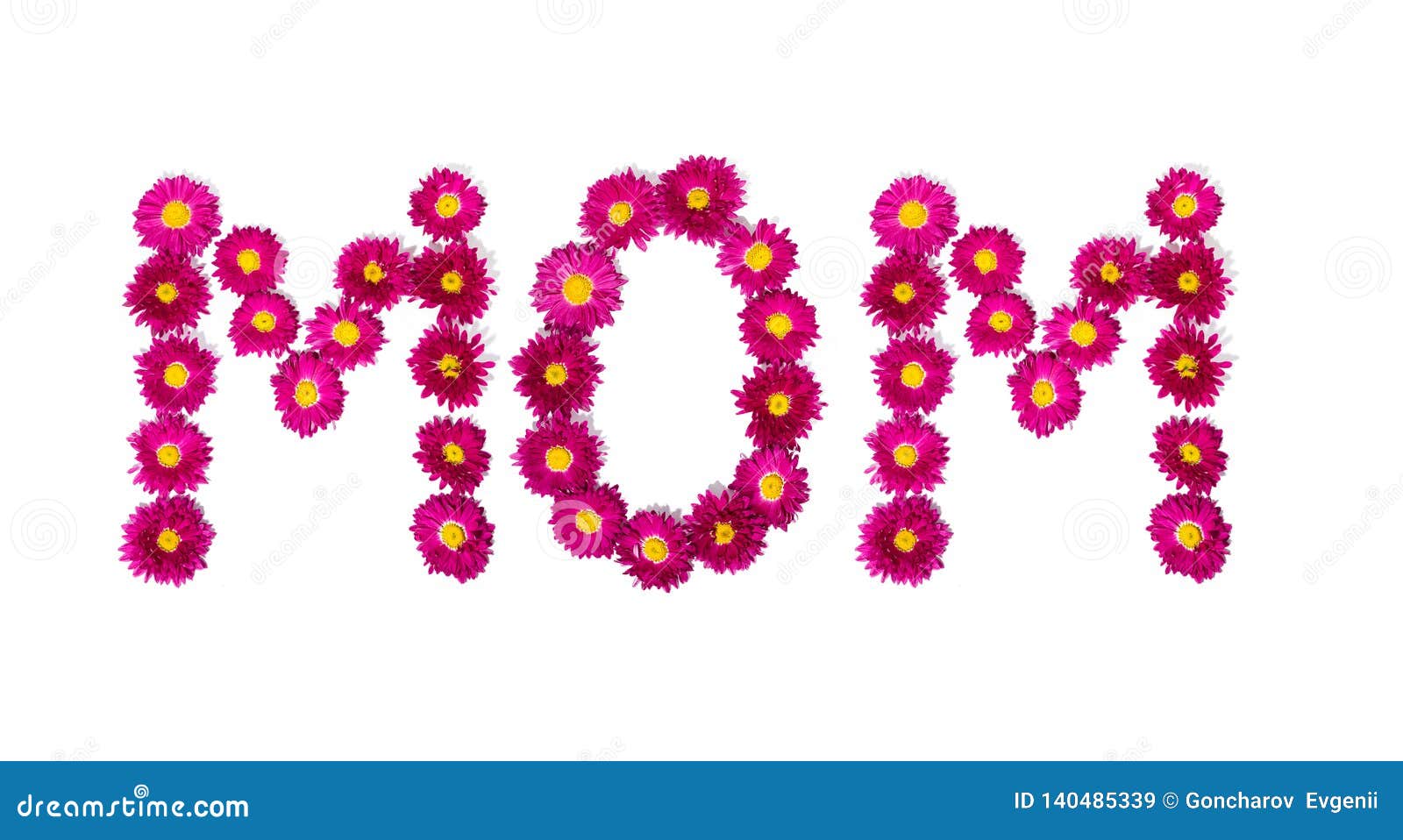 The Word Mom Pink Flowers Stock Image Image Of Happy 140485339