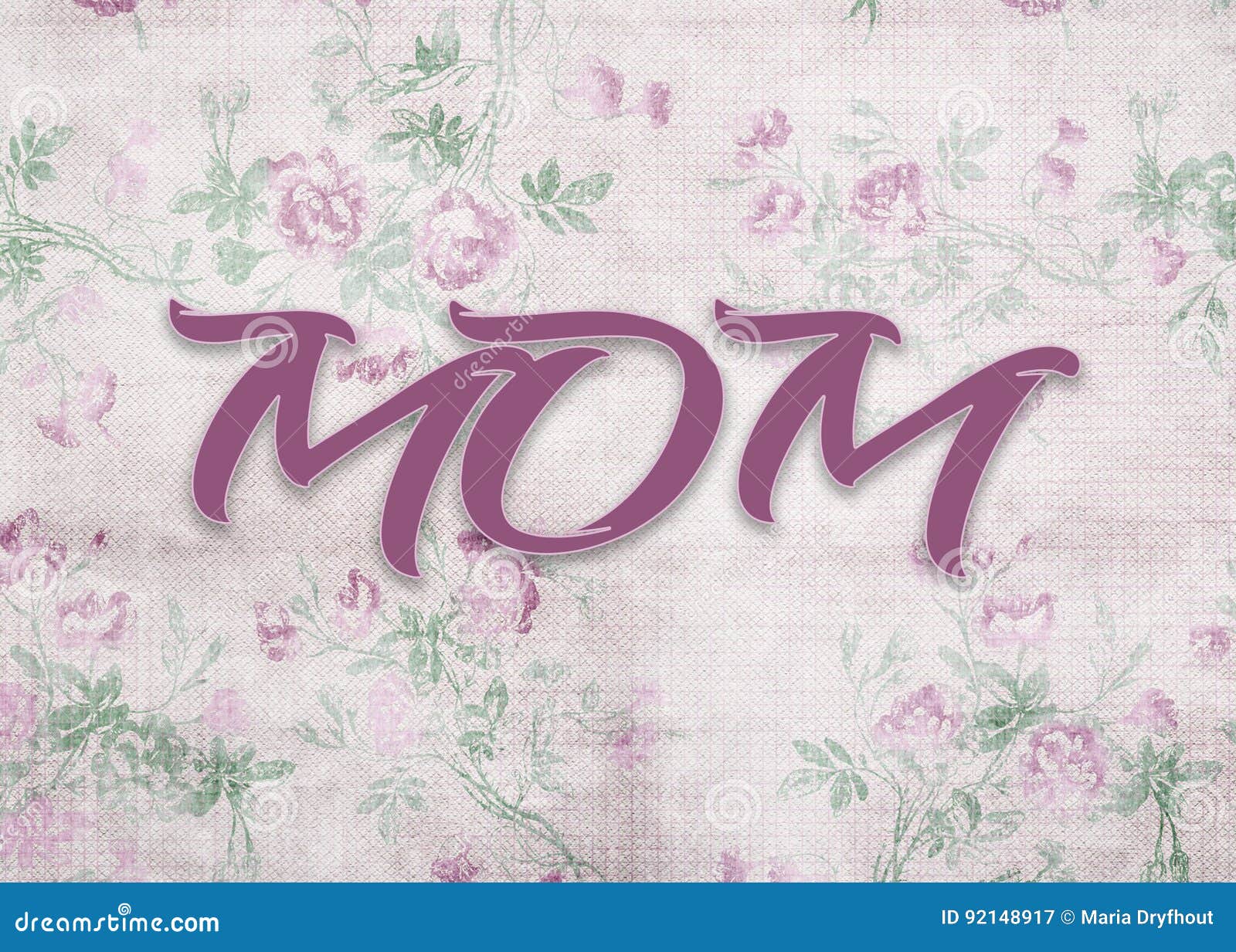 Word Mom on Retro Floral Background Stock Illustration - Illustration ...