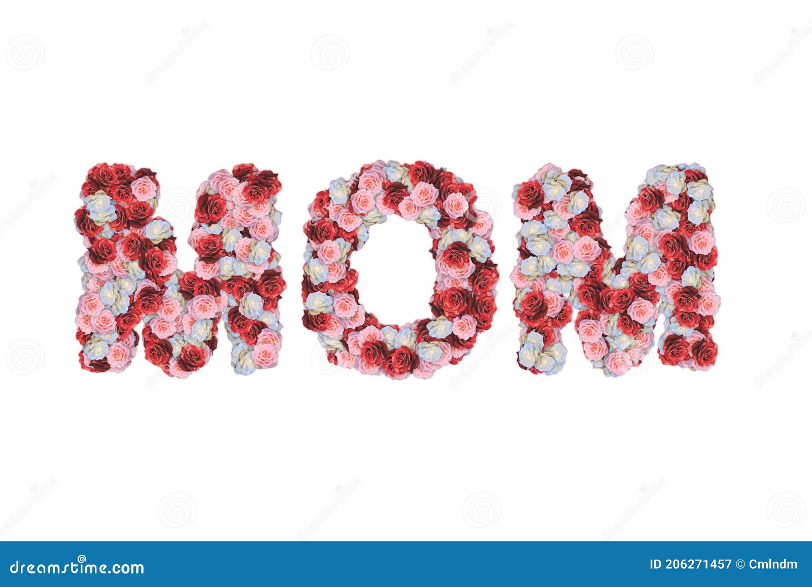 Word Mom Written In White Pink And Red Flowers Stock Image Image Of