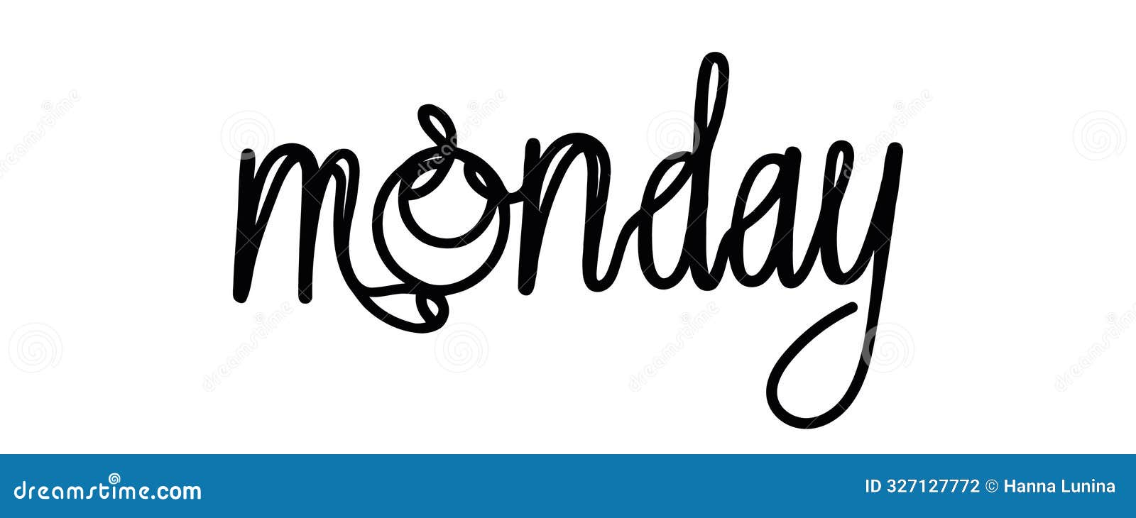 The Word Monday in One Line. Calligraphic Text. Vector Illustration ...