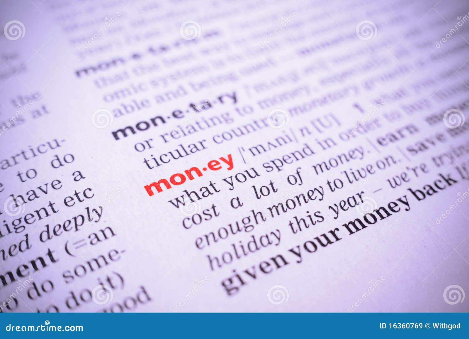 Word money, macro stock image. Image of page, selective - 16360769