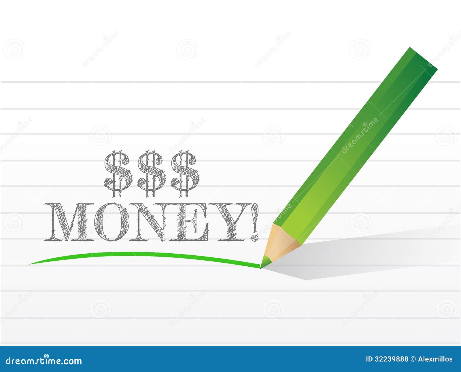 Word Money Written on a Notepad Paper Stock Illustration - Illustration ...