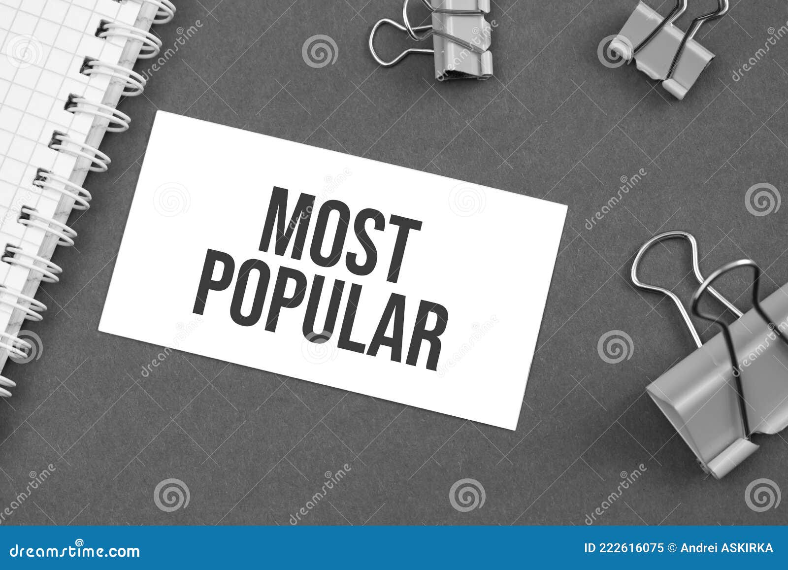 The Word Most Popular Word Written on Gray Background with Paper Clips ...