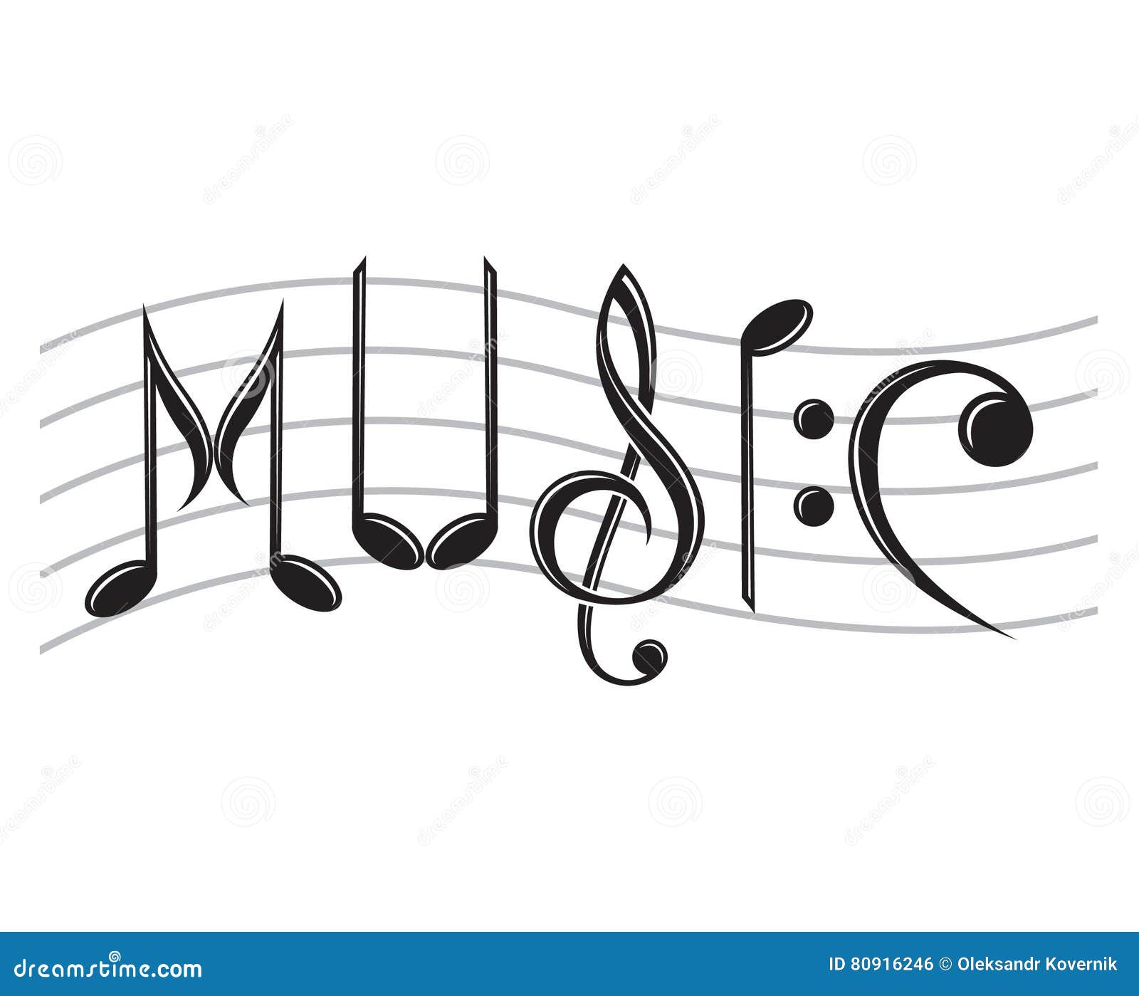 Word muziek zoals nota's vector illustratie. Illustration of embleem ...