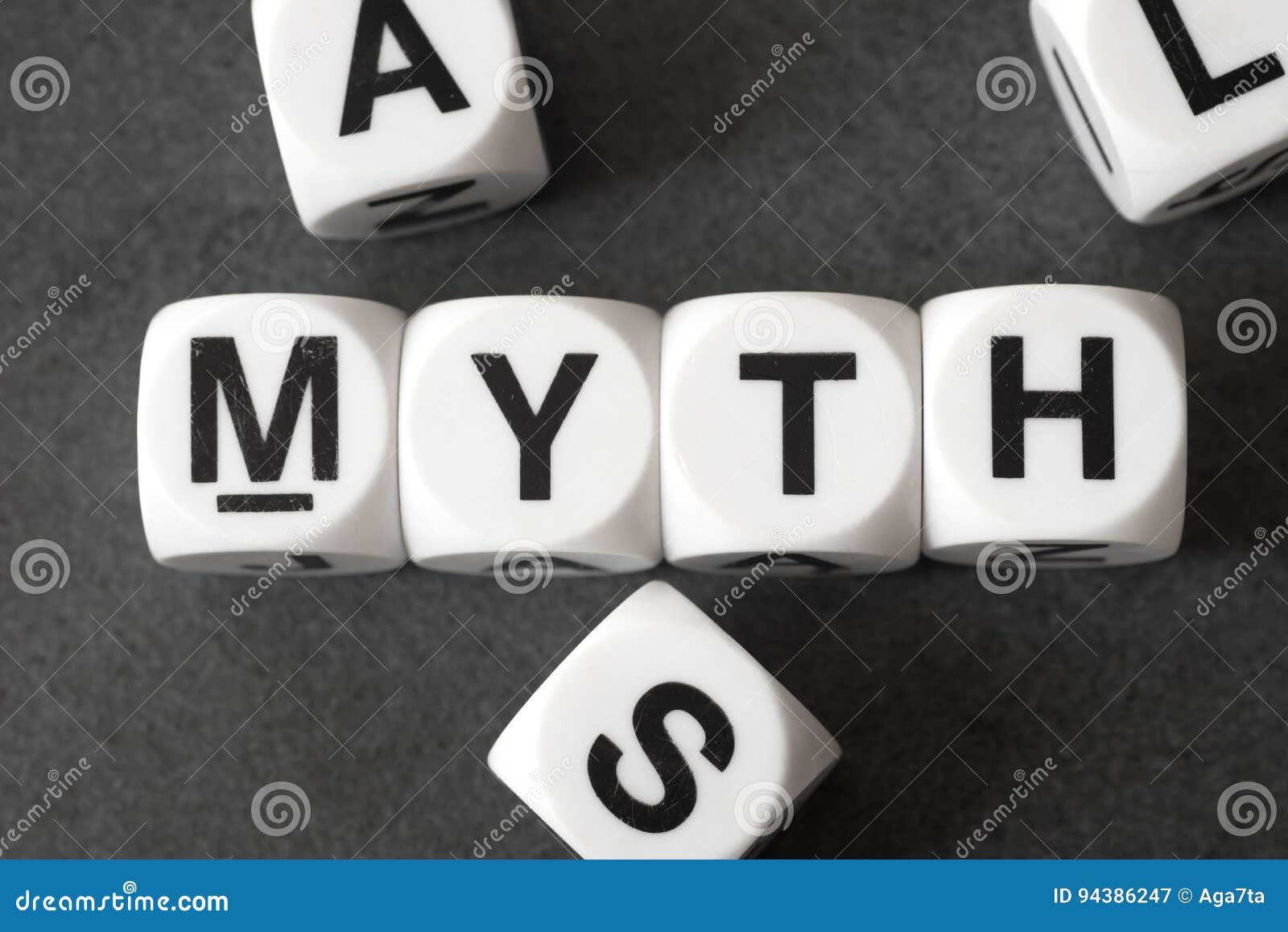 Word myth on toy cubes stock image. Image of legend, fable - 94386247
