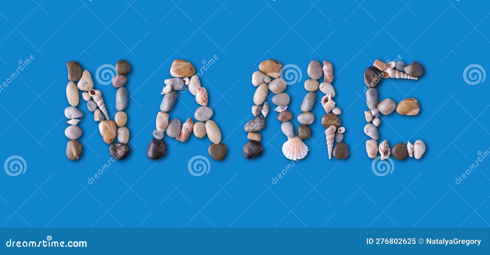 The Word "NAME" is Lined with Beautiful Shells and Small Stones of ...