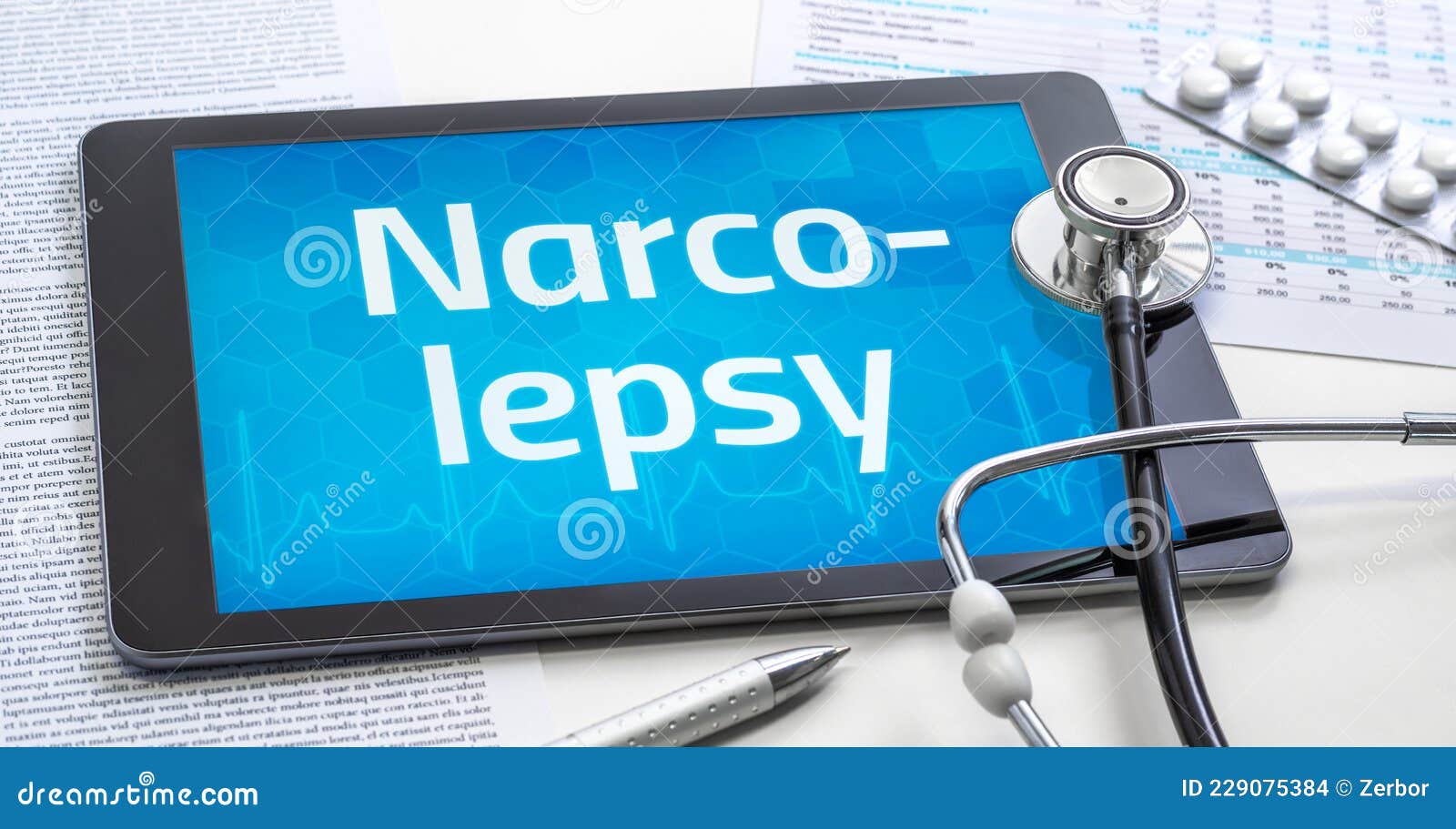 The Word Narcolepsy on the Display of a Tablet Stock Photo - Image of ...