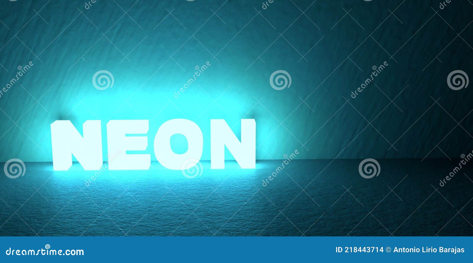 The Word Neon Made with Blue Neon Material. 3d Render Stock ...