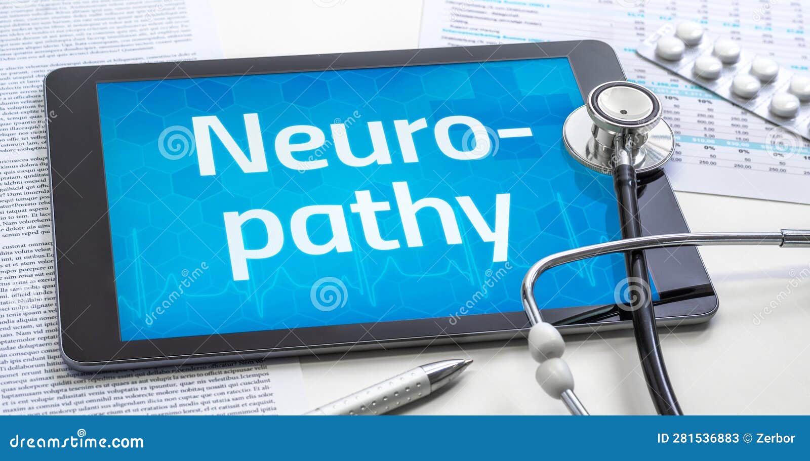 Neuropathy on the Display of a Tablet Stock Image - Image of treatment ...