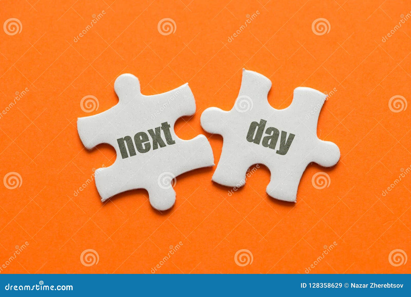 The Word Next Day on Two Matching Puzzle on Orange Background Stock ...