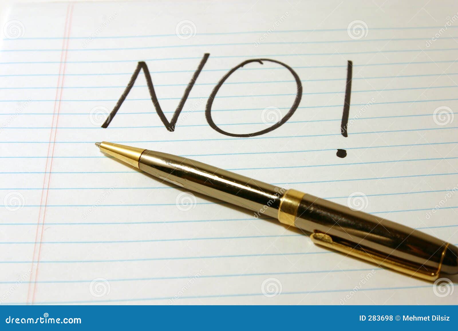 The Word No on a Notepad with a Pen Stock Photo - Image of writing ...