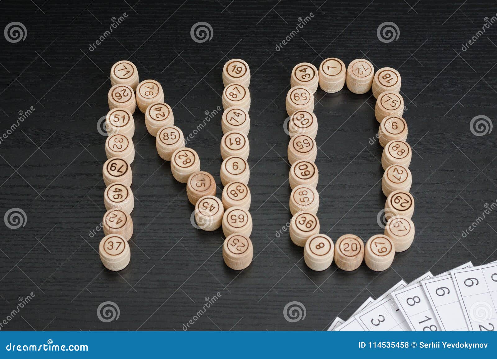 Word NO from Wooden Barrels. Black Wooden Table. Stock Photo - Image of ...